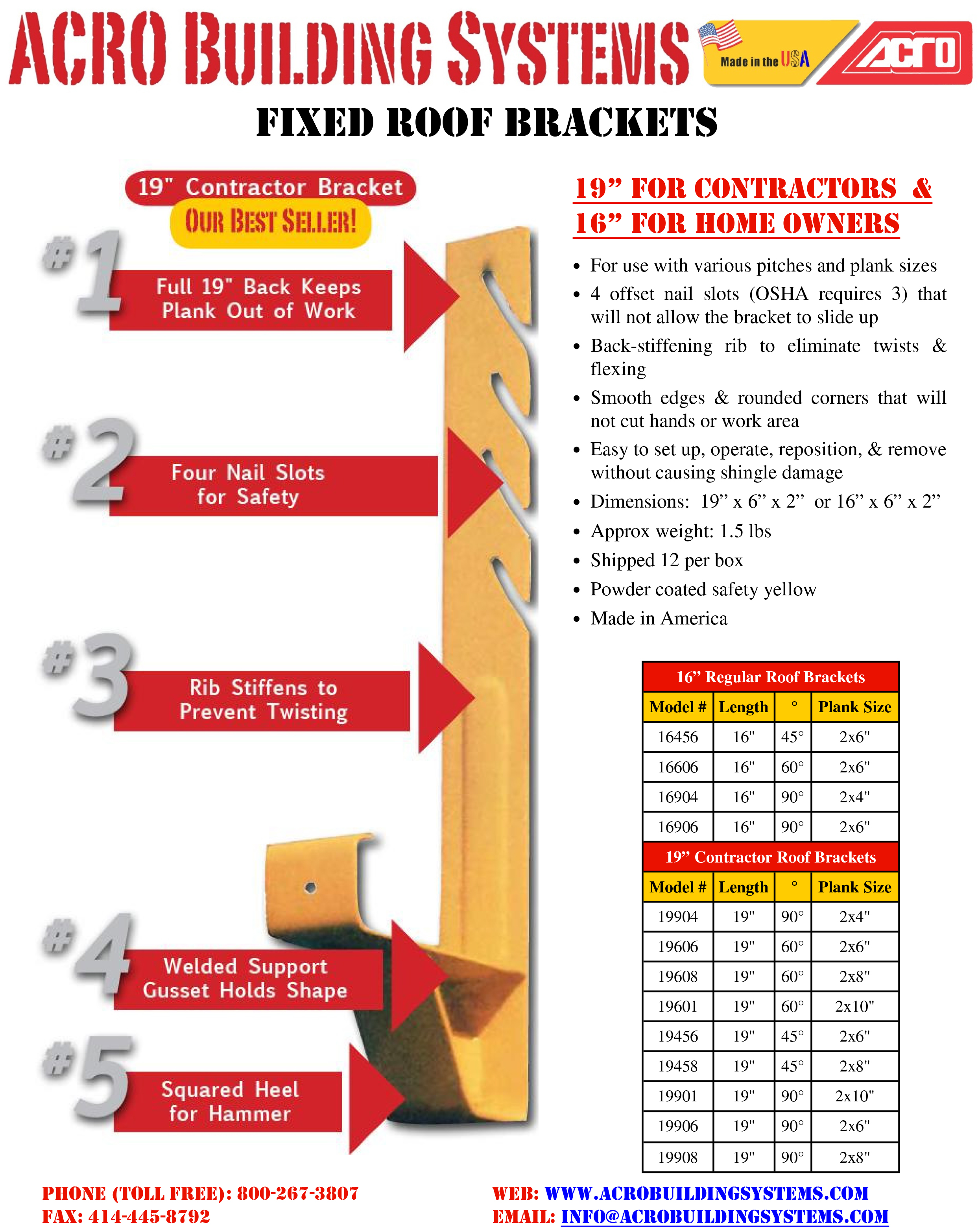 Acro Fixed Roof Brackets (Sold in boxes of 12) - Industrial Ladder ...