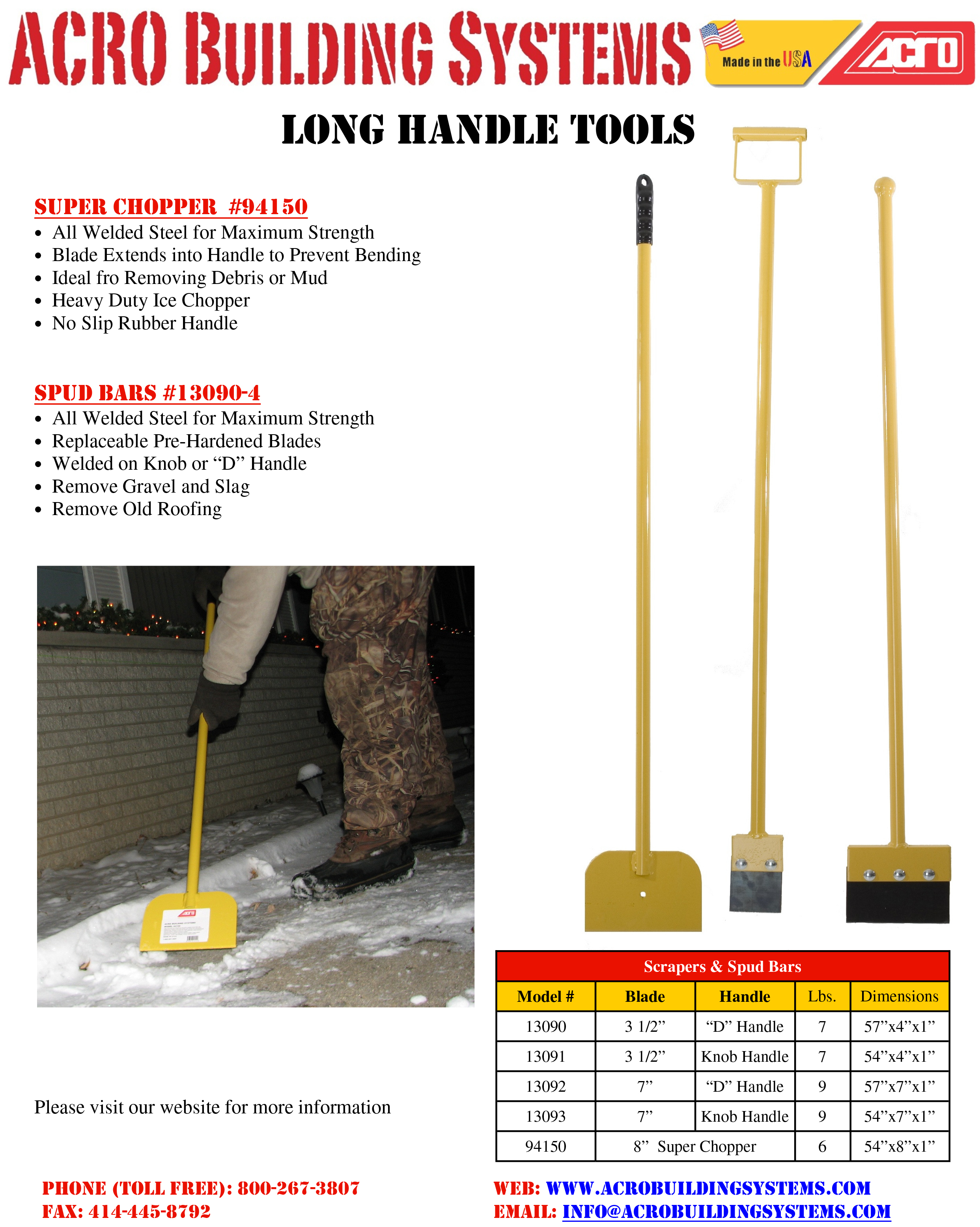 Acro 94150 Heavy-Duty Long Handle Scraper, 8″ wide - Industrial Ladder ...